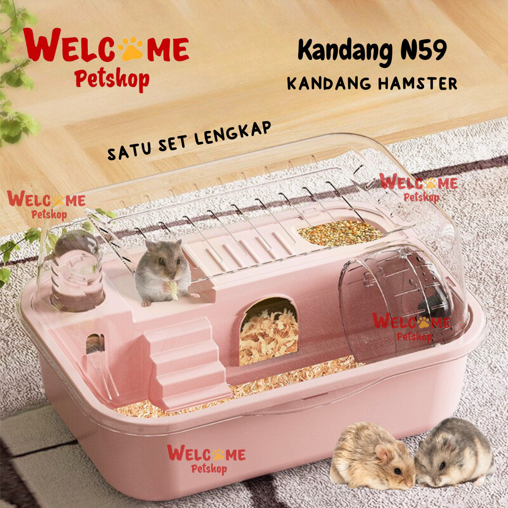 Jual N59 Kandang Hamster Set Lengkap Rumah Kincir Botol Tempat Makan ...