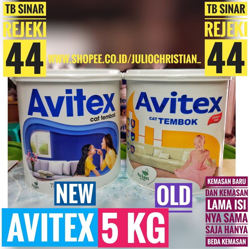Jual SIXSHOP TB Sinar Rejeki 44 - AVITEX 5 KG Cat Tembok Plafon ...