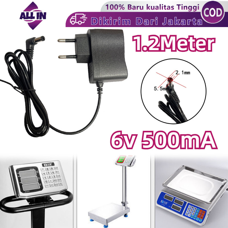 Jual Charger Timbangan Adaptor Charger Timbangan Digital 6V 500mA ...