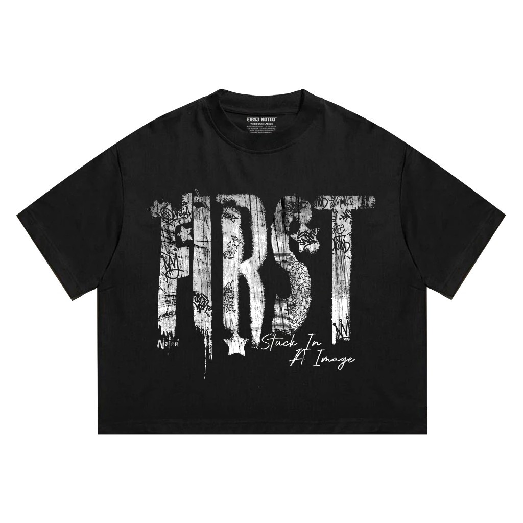 Jual T-SHIRT BOXY 24's | STACK | BLACK | FIRST NOTED. | Shopee Indonesia