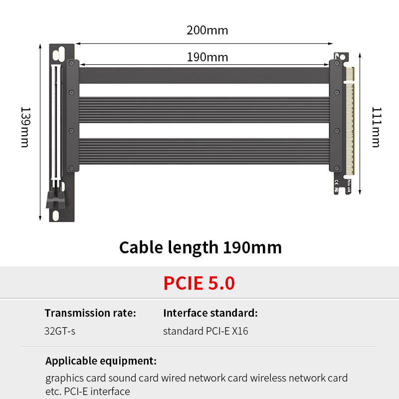 Jual Teucer Graphics Card PCIE 5.0 X16 GPU Right Angle Extension Cable ...