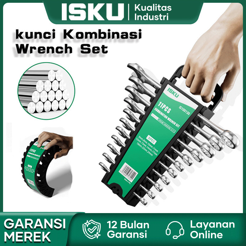 Jual Isku Kunci Kombinasi Wrench Set 11pcs Cr-V Mirror Polished ...