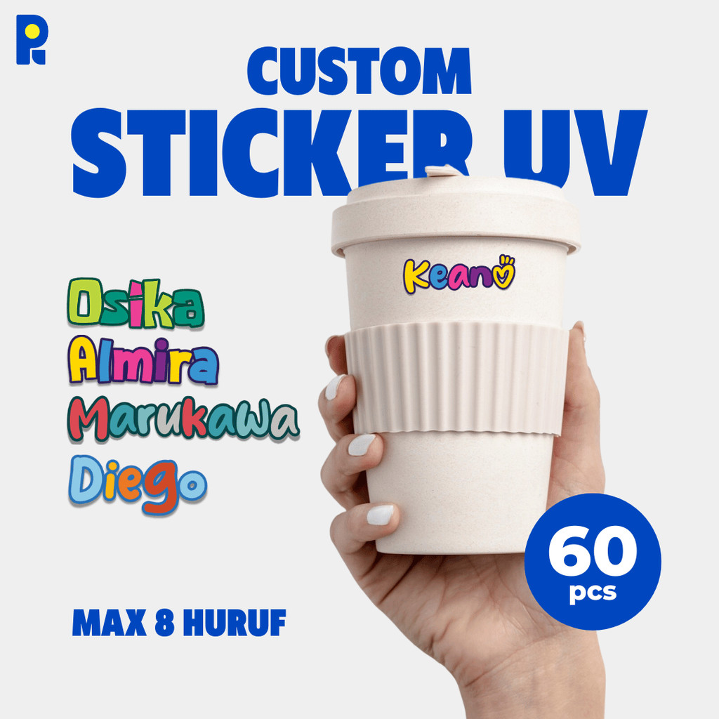 Jual Pikapik Custom Label Nama 60pcs Colorfull Free Custom Nama UV DTF ...