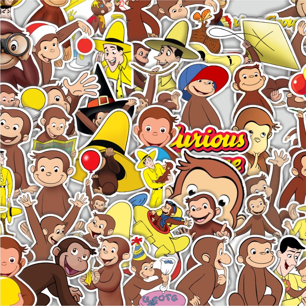 Jual Stiker Cutting Pack Stiker Kartun Curious George Isi 100Pcs Series ...
