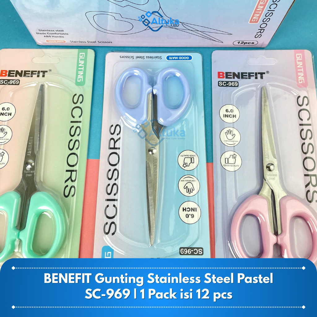 Jual (12 pcs) BENEFIT Gunting Kertas Stainless Steel SC-969 | Shopee ...