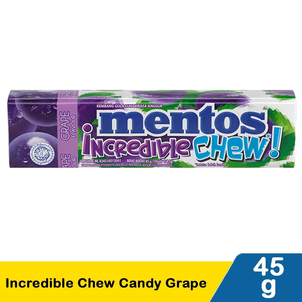Jual MENTOS INCREDIBLE CHEW CANDY GRAPE 45g | Shopee Indonesia