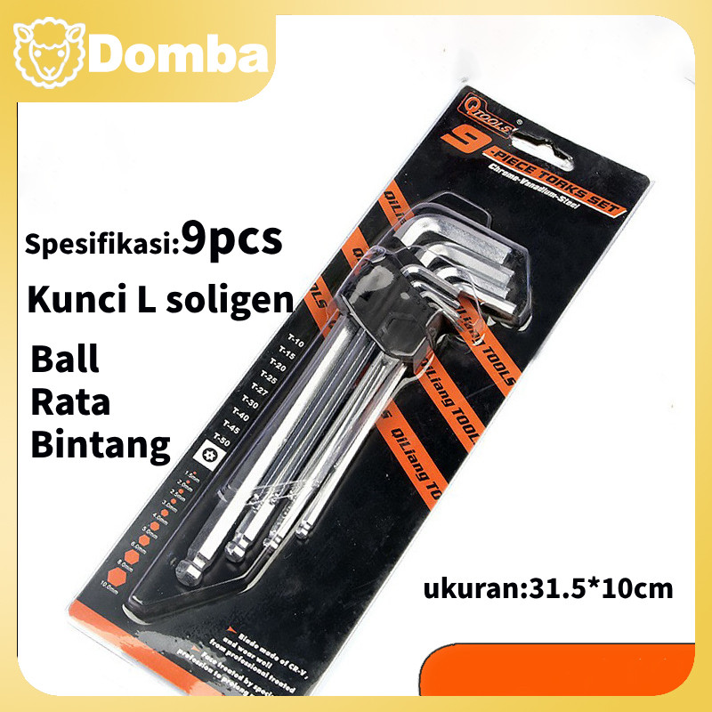 Jual 9pcs/ Kunci L Set /Hex Set Key/Set Obeng Ujung Ganda Torx Star Hex ...