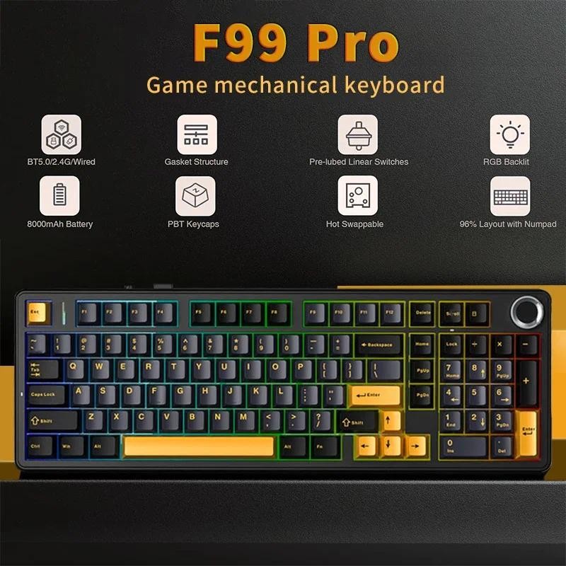 Jual AULA F99 Pro 96% Gaming Mechanical Keyboard BT5.0/USB-C/2.4GHz Knob Tri-Mode Hot Swappable ...