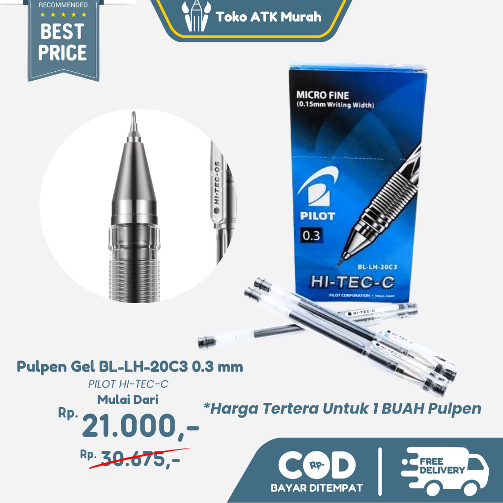 Jual Pulpen Pilot Hi-Tec-C 0.3mm BL-LH-20C3 - Hitam | Shopee Indonesia