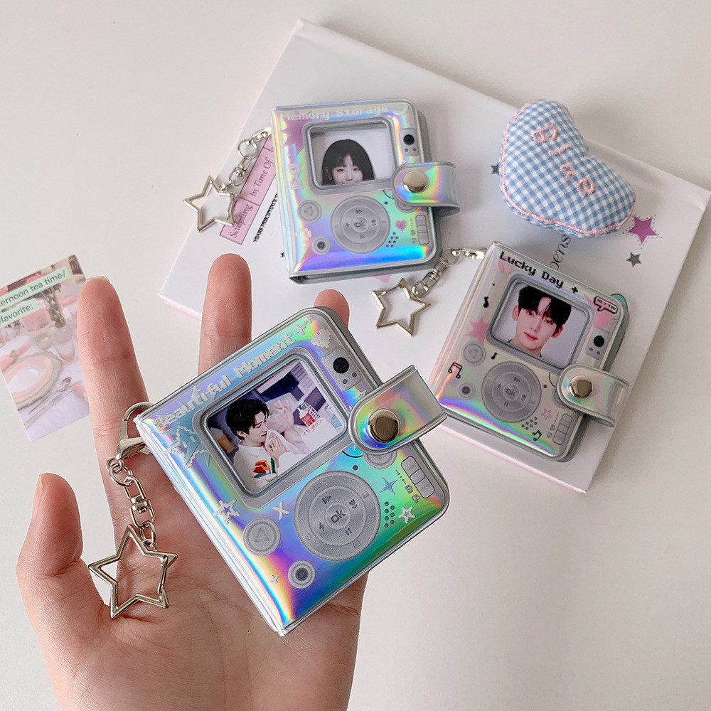 Jual HISOCUTE Metallic 2 inch Mini Photo Album Keychain PVC Photo Card ...