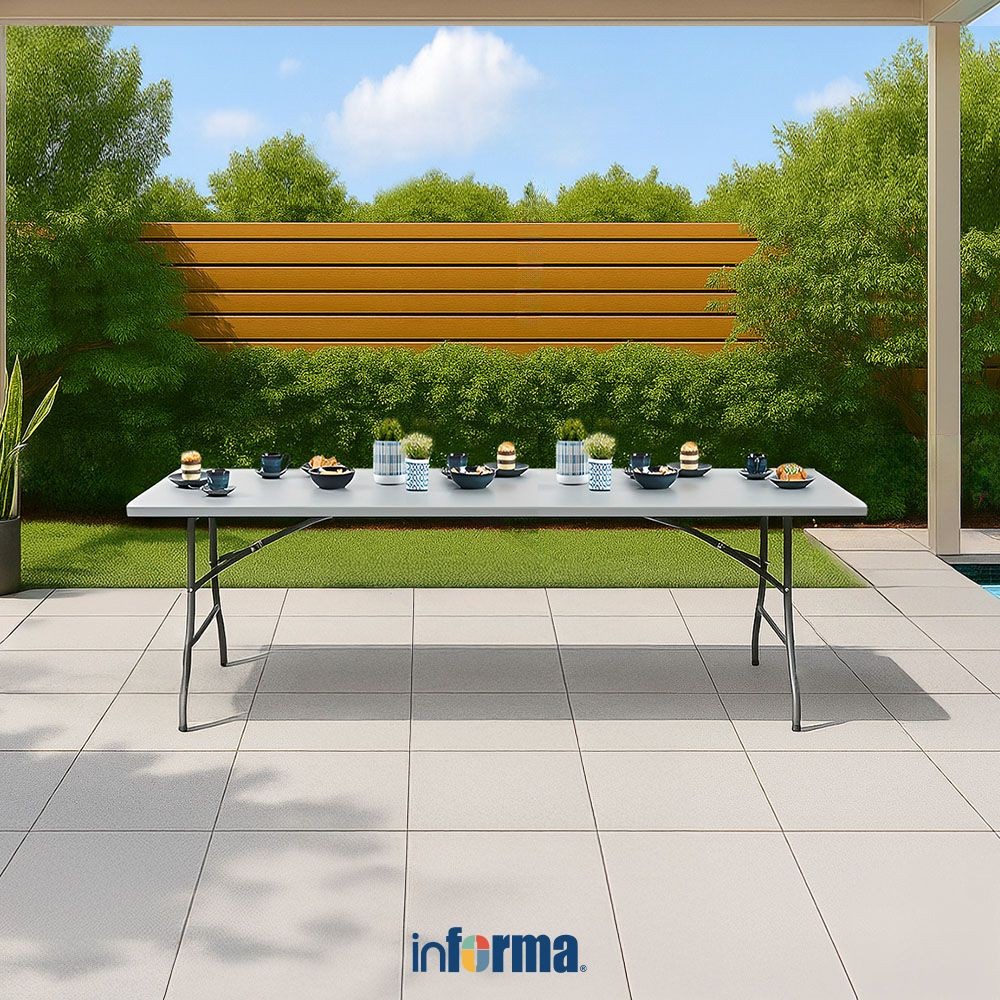 Jual Informa Meja Lipat Serbaguna Plastik HDPE 244 cm - Abu-Abu Folding ...