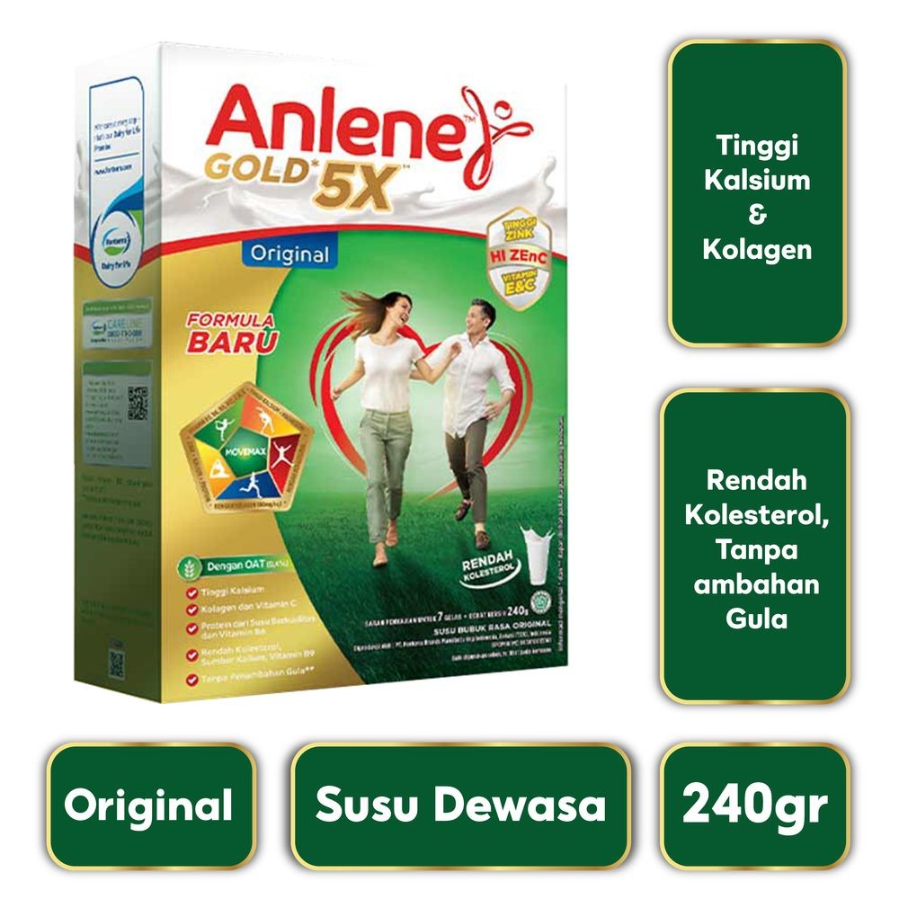 Jual ANLENE GOLD 5X SUSU BUBUK HI-CALCIUM ORIGINAL 240g | Shopee Indonesia