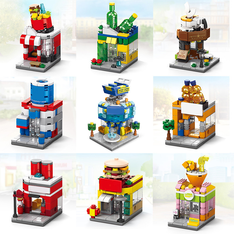 Jual City Mini Shop Supermarket Street View Model Building Blocks ...