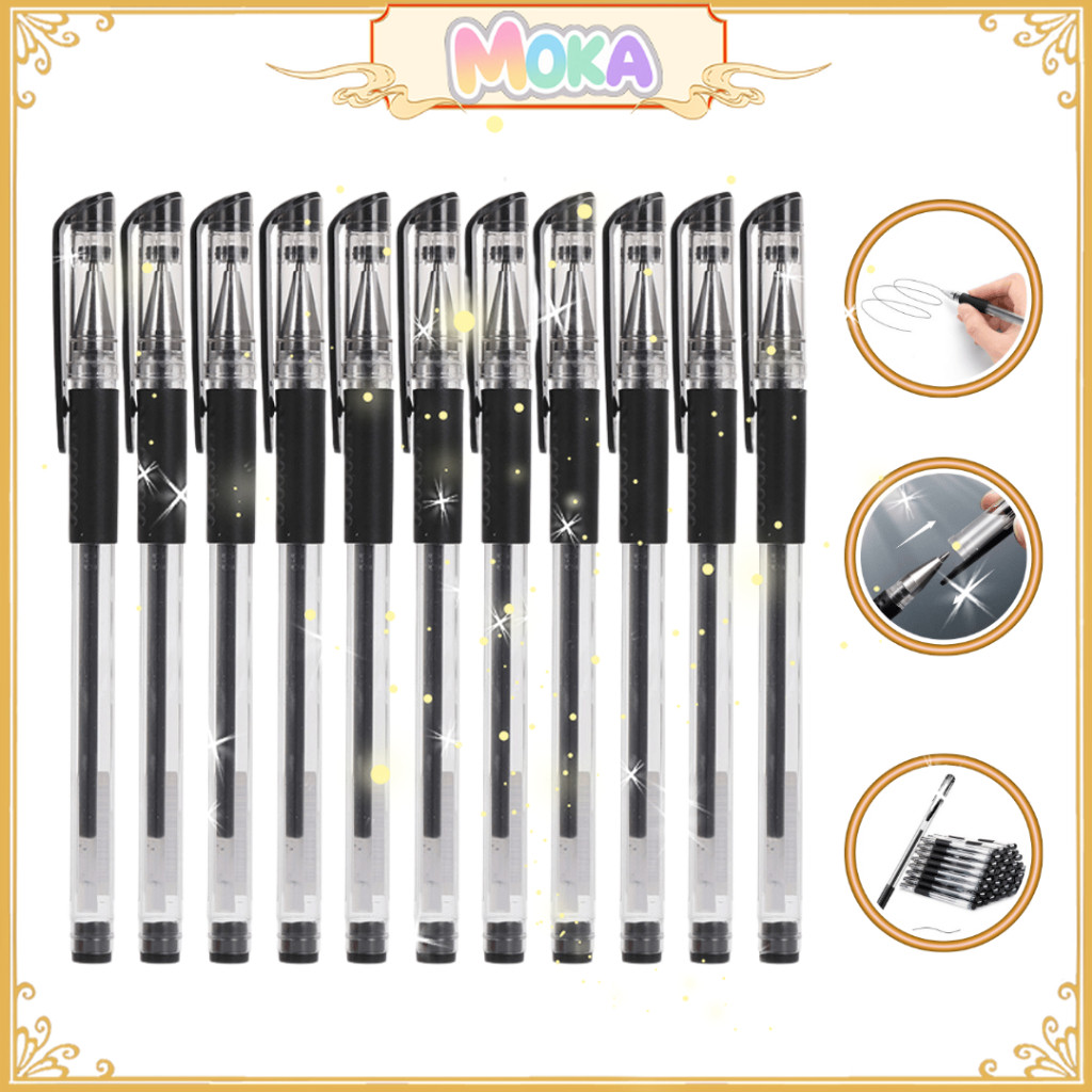 Jual MOKA Pulpen Gel St Tinta Hitam Ujung Runcing / Pulpen Air Berbagai ...