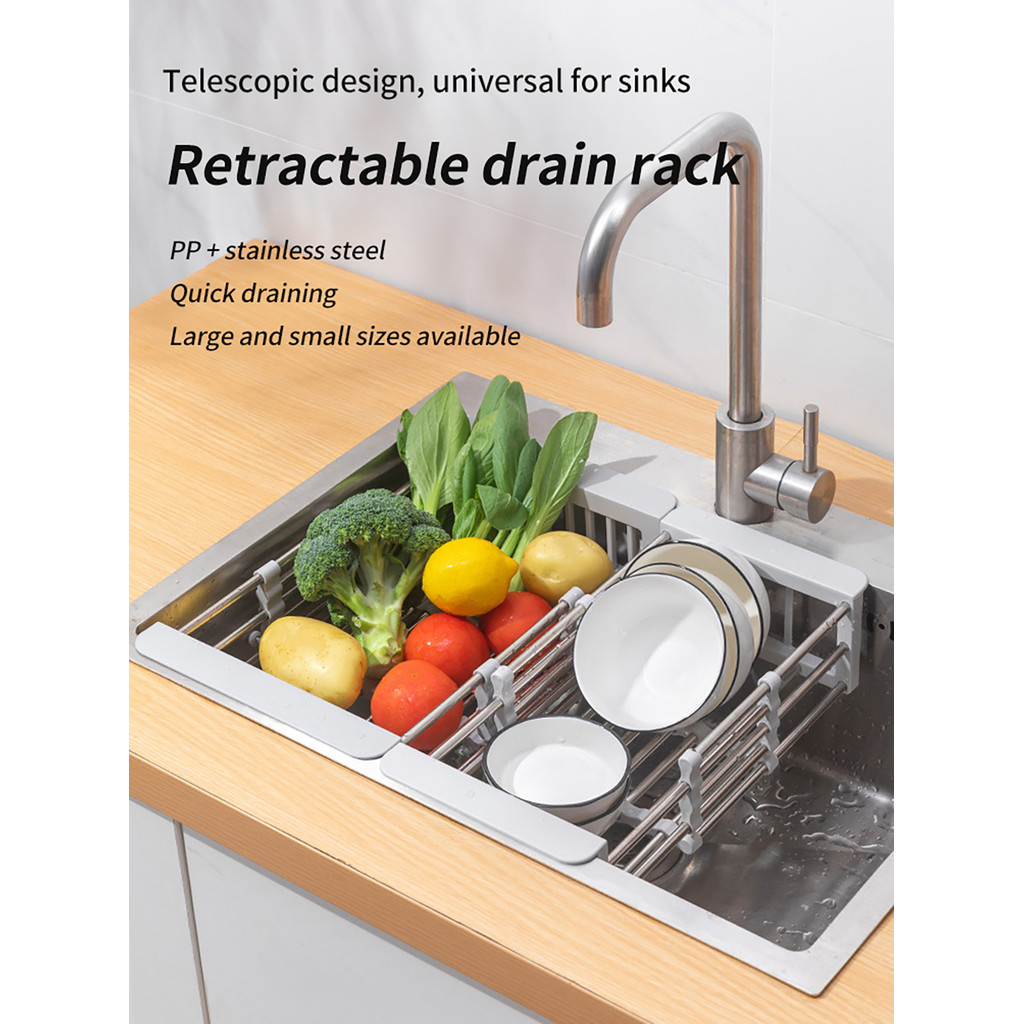 Jual Erweiterbarer Abtropfgestell für Spülbecken, verstellbar, 28–47 cm, Edelstahl + PP ...
