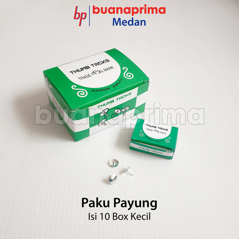 Jual PAKU PAYUNG 1 BOX Besar Isi 10 box kecil Thumb Tacks Paku Tindis ...
