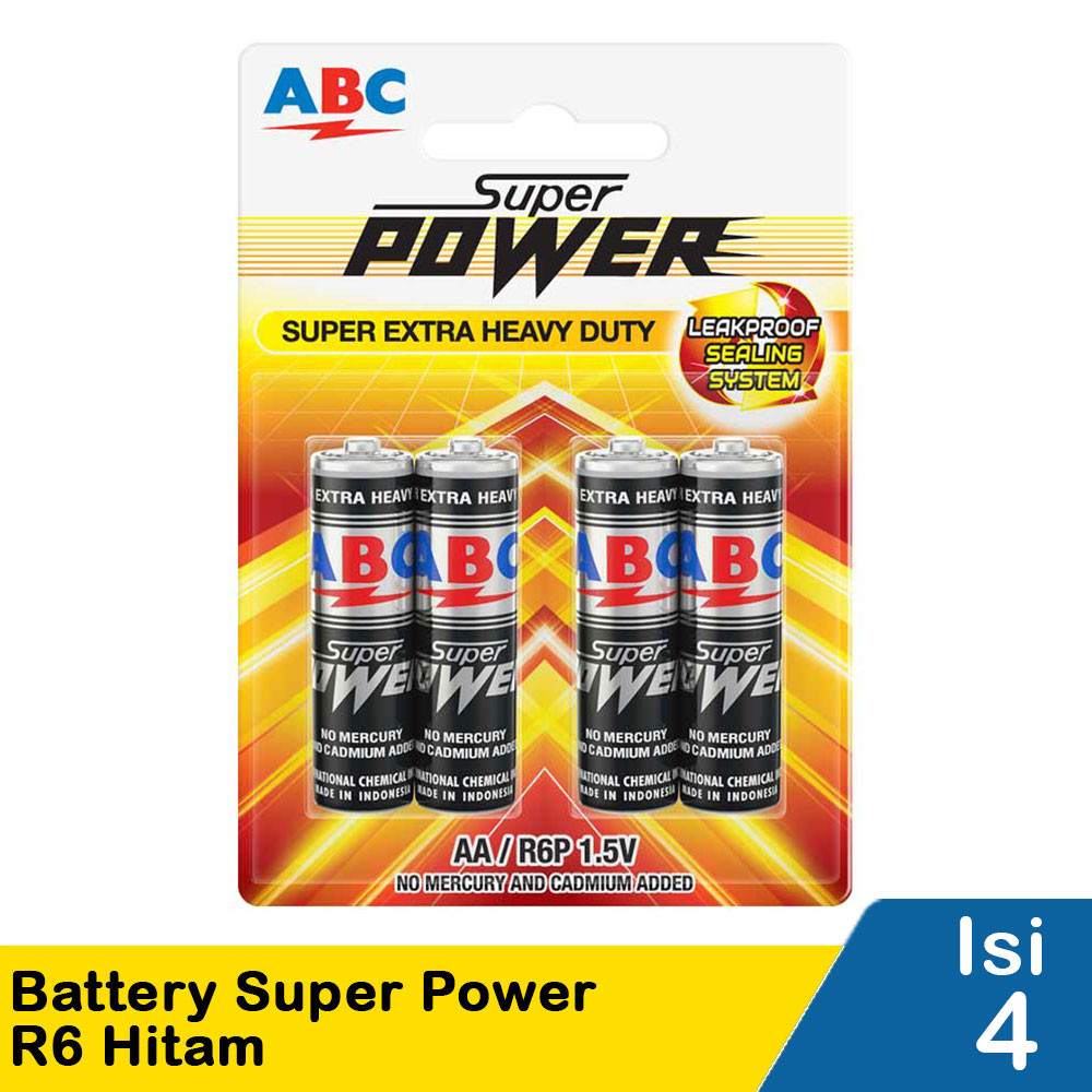 Jual ABC BATTERY SUPER POWER R6/4'S HITAM | Shopee Indonesia