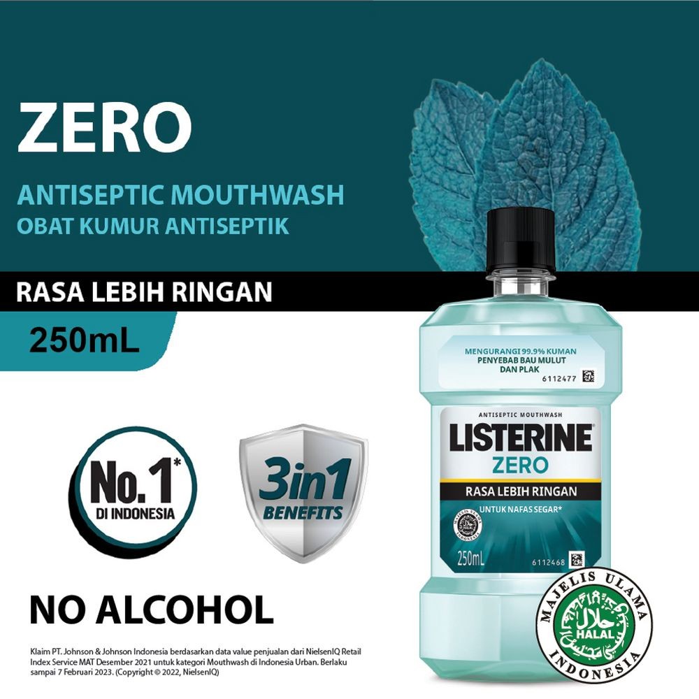 Jual LISTERINE MOUTHWASH ANTISEPTIC ZERO 250mL | Shopee Indonesia