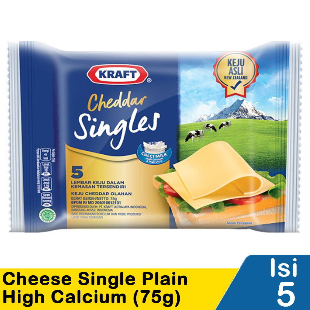 Jual KRAFT CHEESE SINGLE HIGH CALCIUM 5'S PLAIN 83/75g | Shopee Indonesia