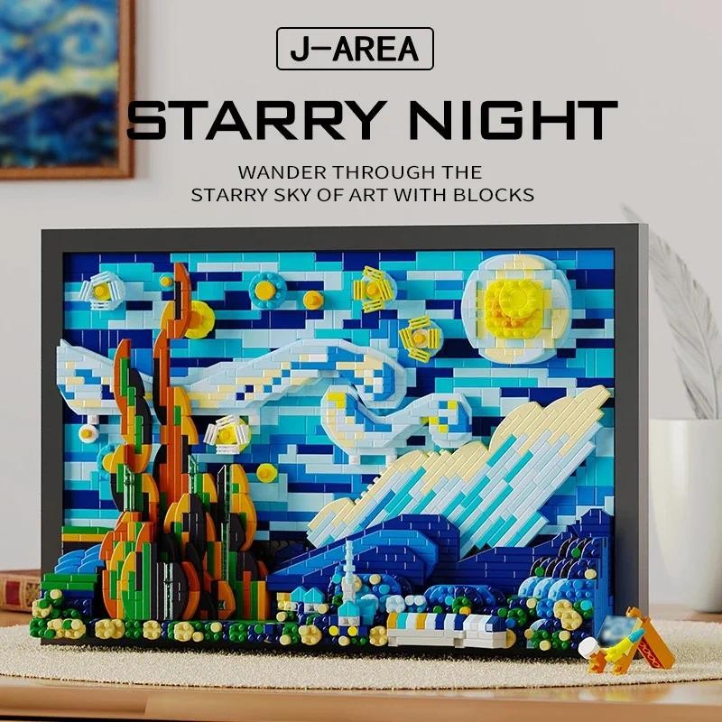Jual Creative Mini Building Blocks Model Kit Starry Night Van Gogh's ...