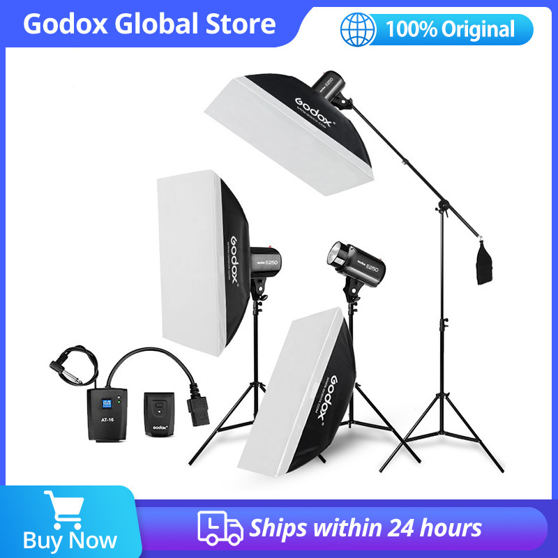 Jual Godox E250 Strobe Studio Flash Light Kit 750W Photographic ...