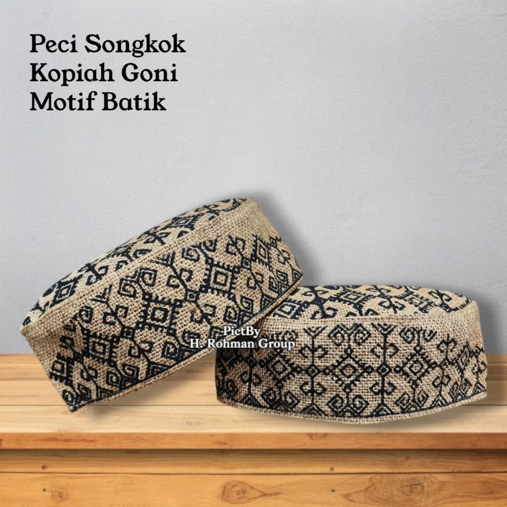 Jual Peci Songkok Goni Motif Batik Warna Natural Original | Shopee ...