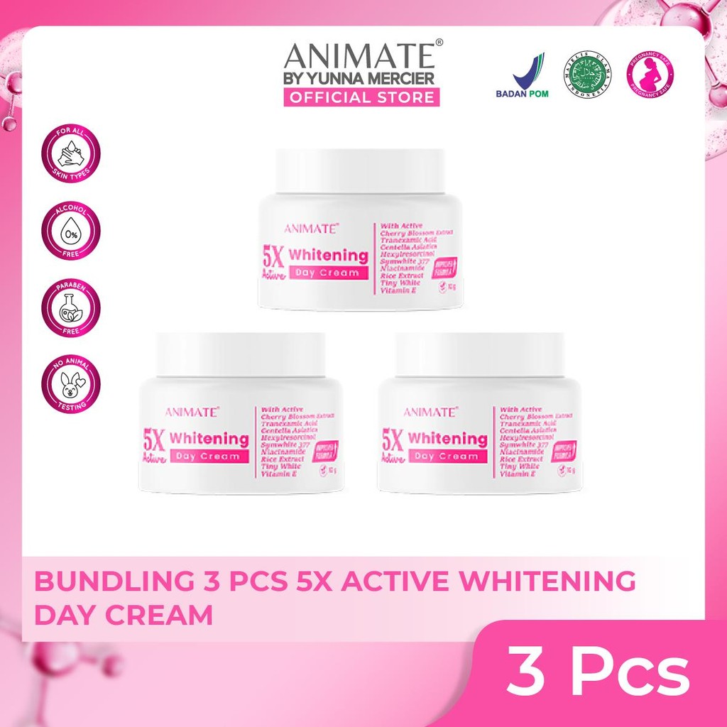 Jual Bundling 3 Pcs Animate 5x Active Whitening Day Cream 10 gr ...