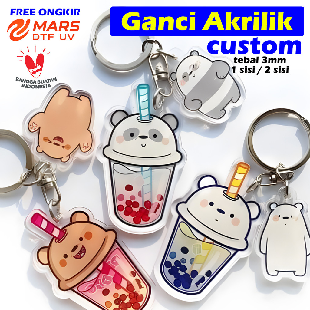 Jual PER CM Gantungan Kunci Custom Uv 3mm Logo Ganci Event Acrylic ...