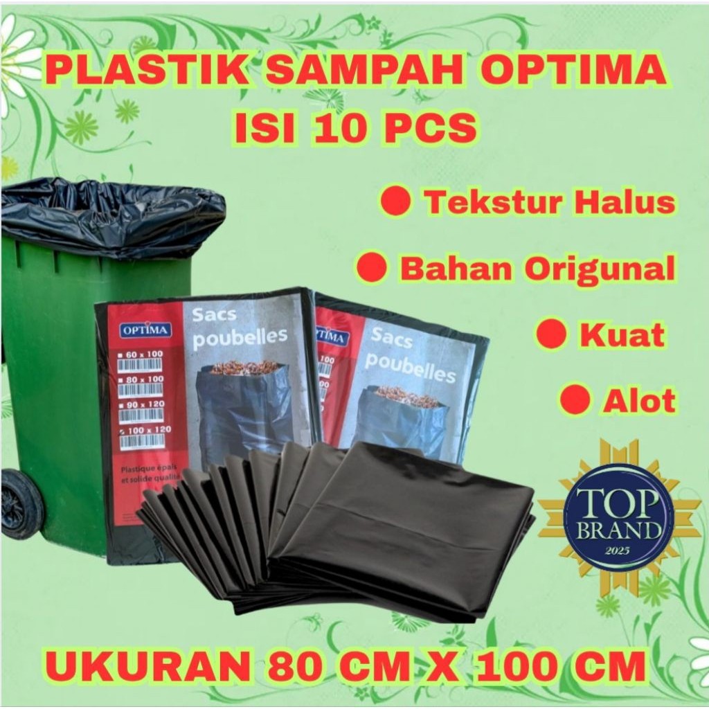Jual PLASTIK SAMPAH OPTIMA ISI 10 PCS UK 80 cm x 100 cm | Shopee Indonesia