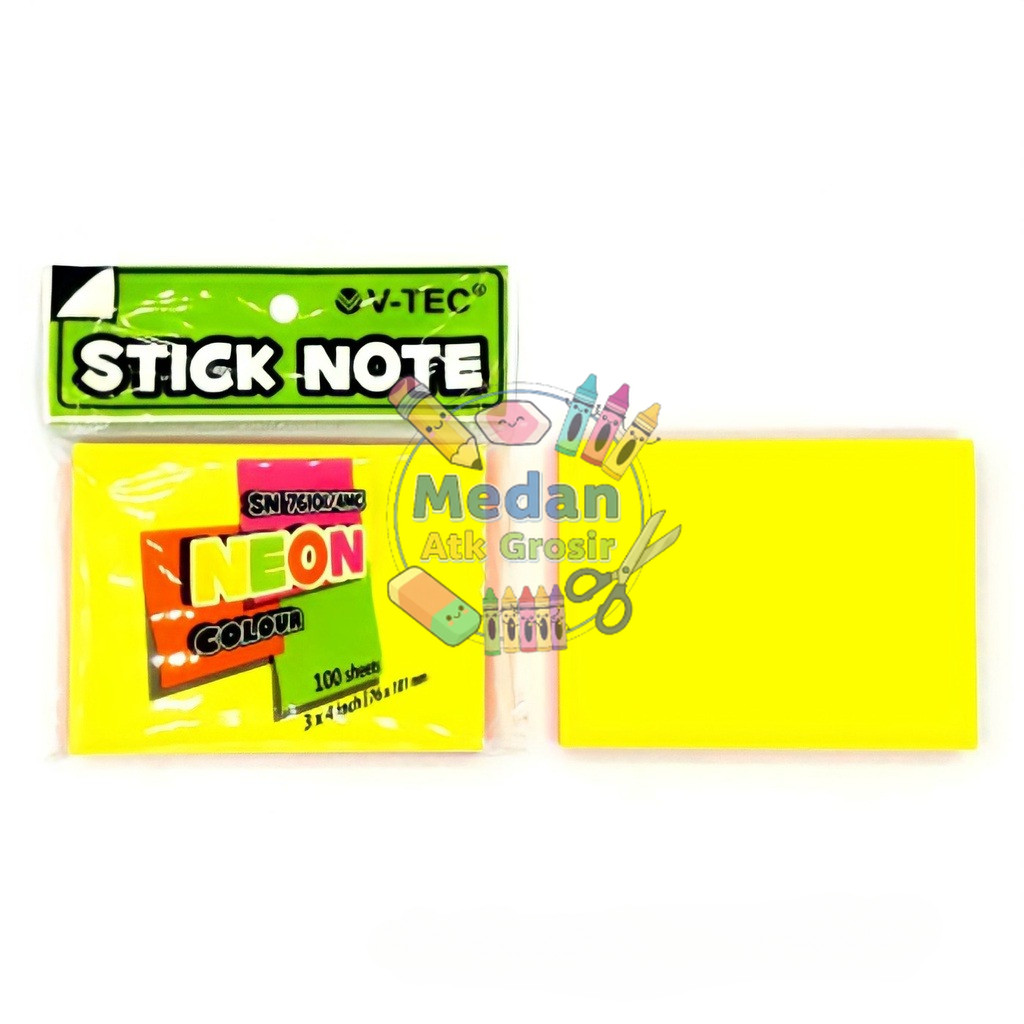 Jual Sticky Note neon colour sn 76101 3x4inch Vtec | Shopee Indonesia