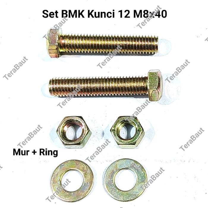 Jual (SET 25-50PCS) BMK KUNCI 12 PANJANG 4CM + MUR + RING M8X40 - 25set ...