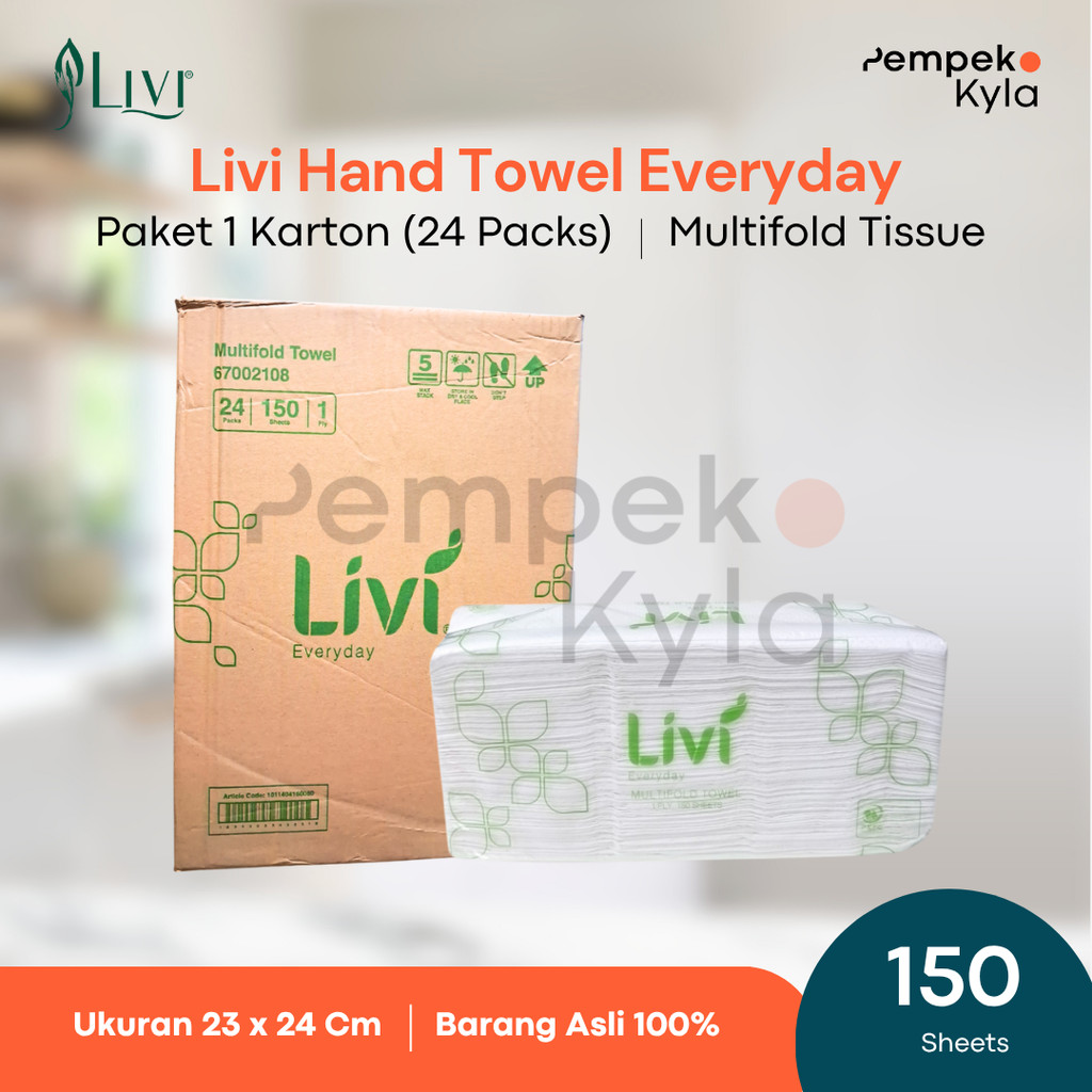 Jual Tissue Livi Everyday Multifold Towel 150 Sheets 1 Ply - 1Karton ...