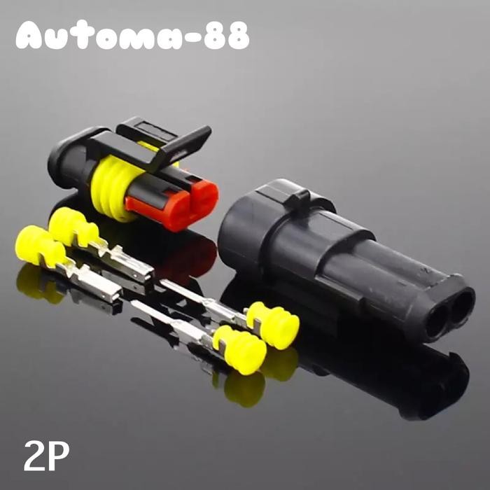 Jual Soket konektor kabel 2 pin anti air Waterproof socket connector 2P ...