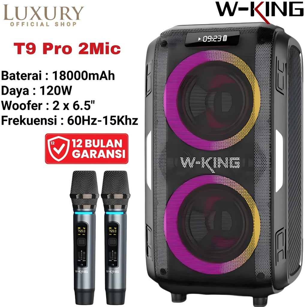 Jual Speaker Bluetooth Karaoke Portable WKING T9 Pro 2 MIC Extra Bass ...
