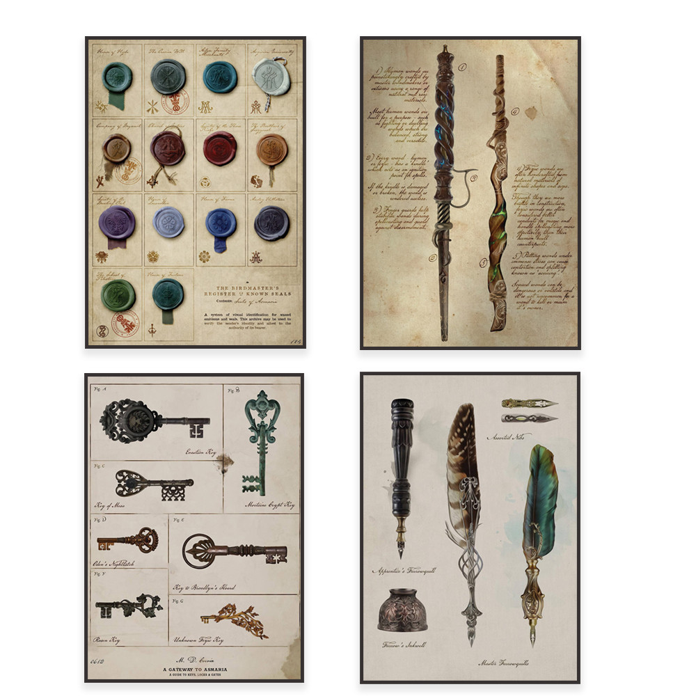 Jual Quill meaning, keys and their meanings, mystical seal, two wands ...