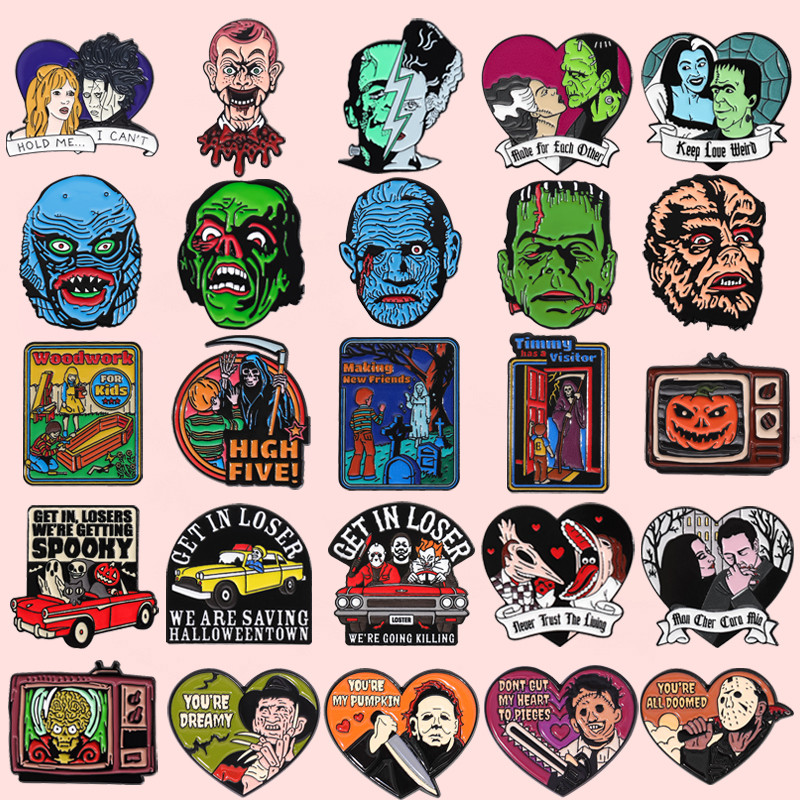 Jual 90S Horror Movies Killer Enamel Pins Gothic Brooch Collect Lapel ...