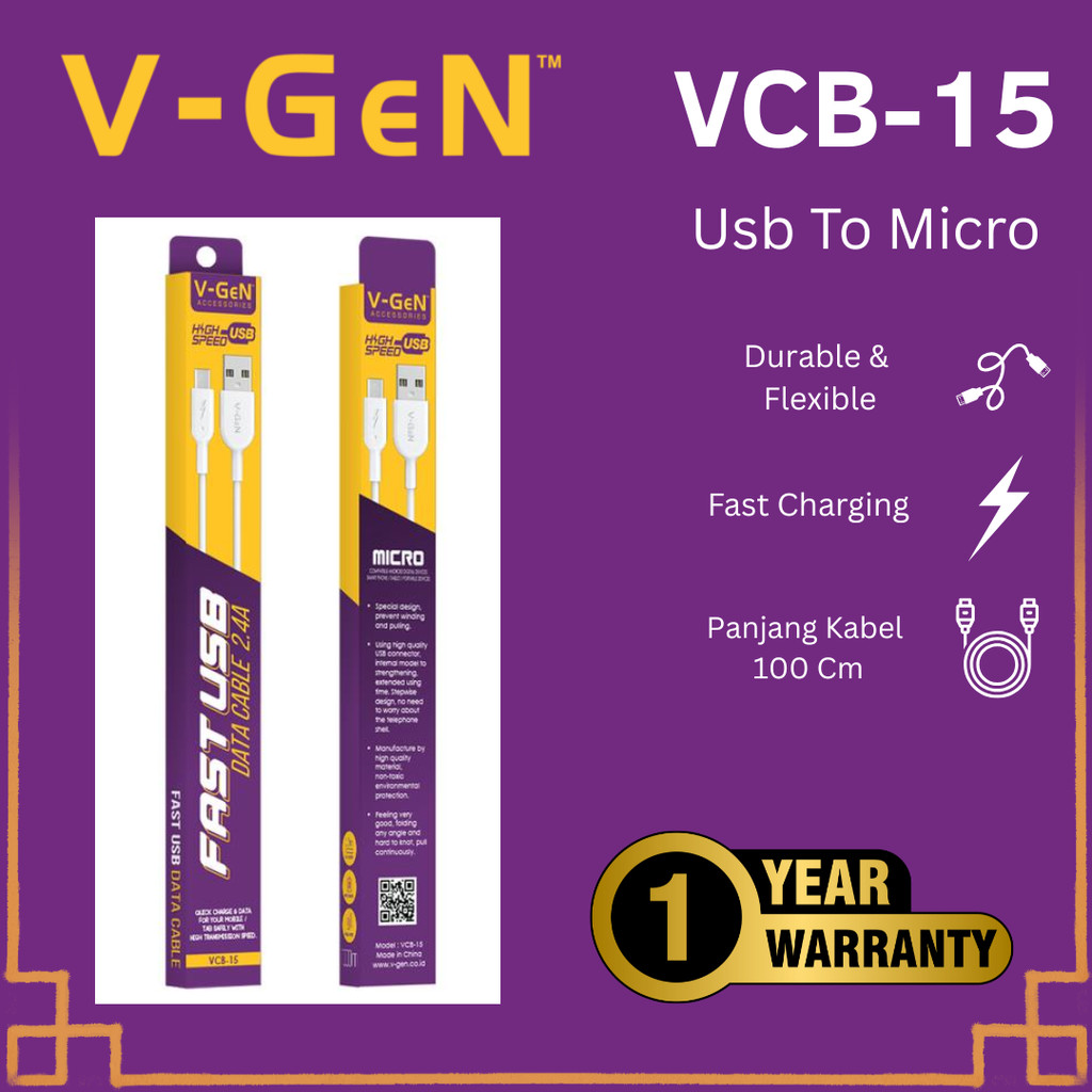 Jual V-GEN VCB-15 Kabel Data Micro Fast Charging 100 Cm | Shopee Indonesia
