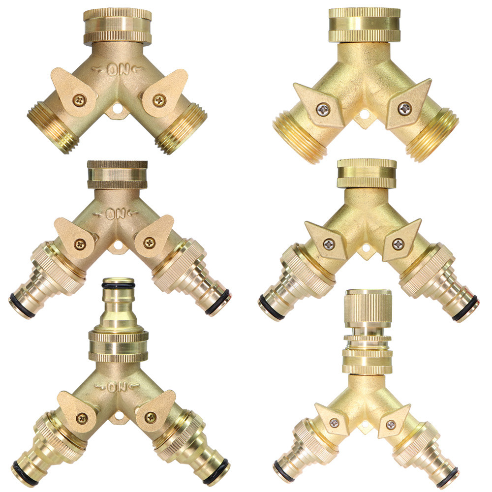Jual 3/4'' Heavy Duty Brass Garden Hose Connector Tap Splitter 2 Way ...