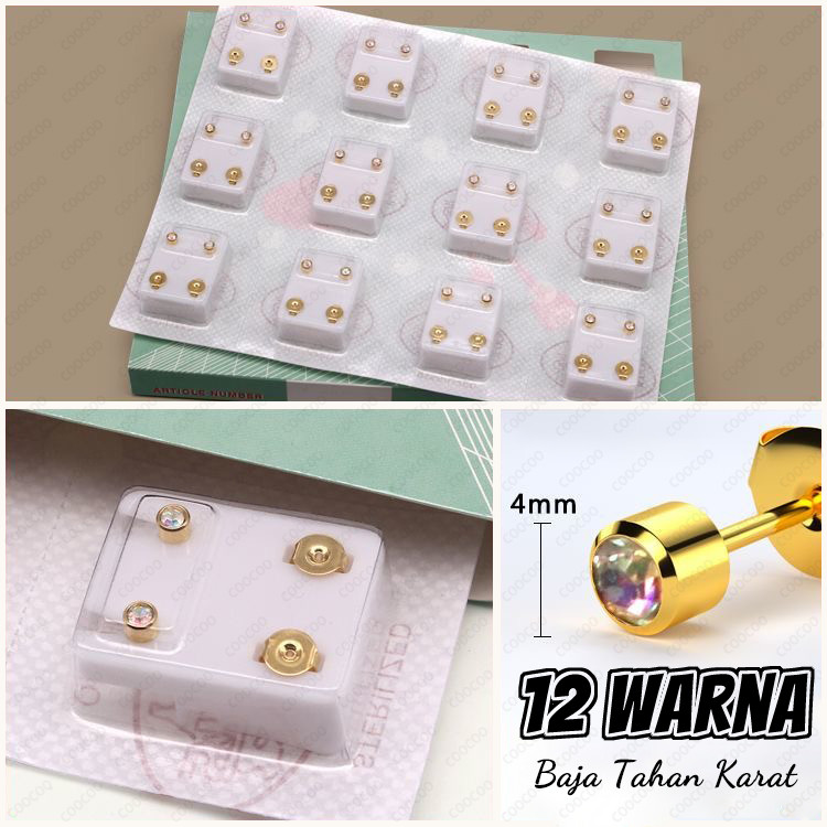 Jual 4mm Ukuran Sedang Reguler Subang Anti Karat Gold / Silver / Warna ...