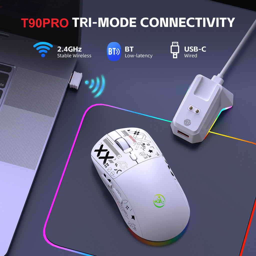 Jual New Wireless Mouse RGB Mouse,2.4 Tri-Mode Connection, RGB Tou ...