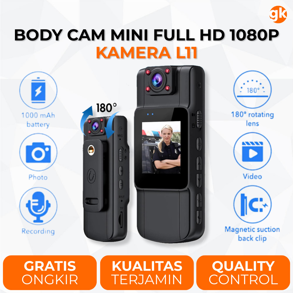 Jual Body Cam Mini L11 Camera Kamera Badan Full HD 1080P Lens 1000mAh ...