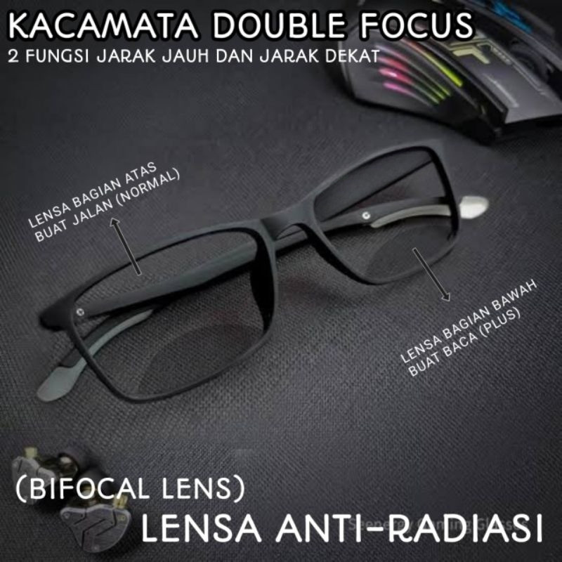 Jual kacamata frame lensa double atas normal lensa bawah plus baca ...