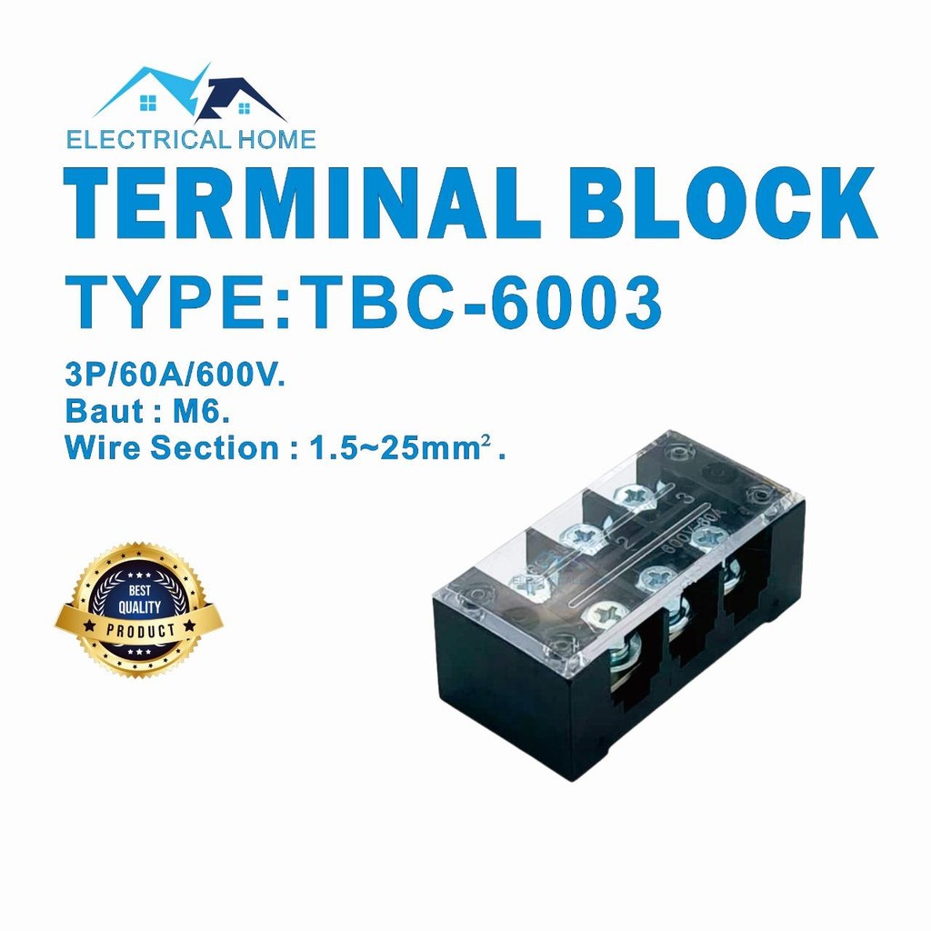 Jual TERMINAL BLOCK TBC 6003 (60A 3Pole) | Shopee Indonesia
