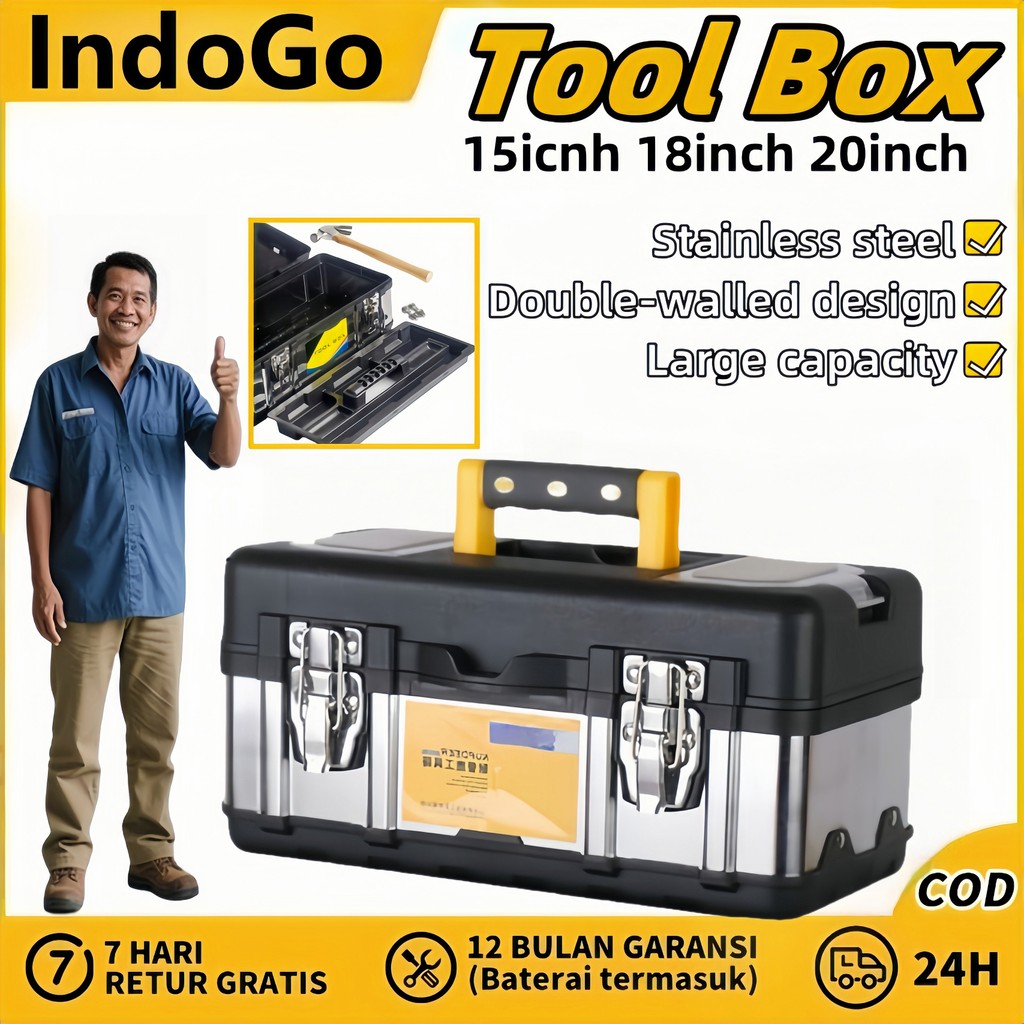 Jual JEGU Tool box Besar 15/18/20 Inch Box Alat Perkakas Tool Box Bahan ...
