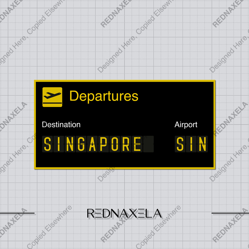 Jual Stiker Vinyl Airport Sign SIN Singapore Departures Stiker Koper ...