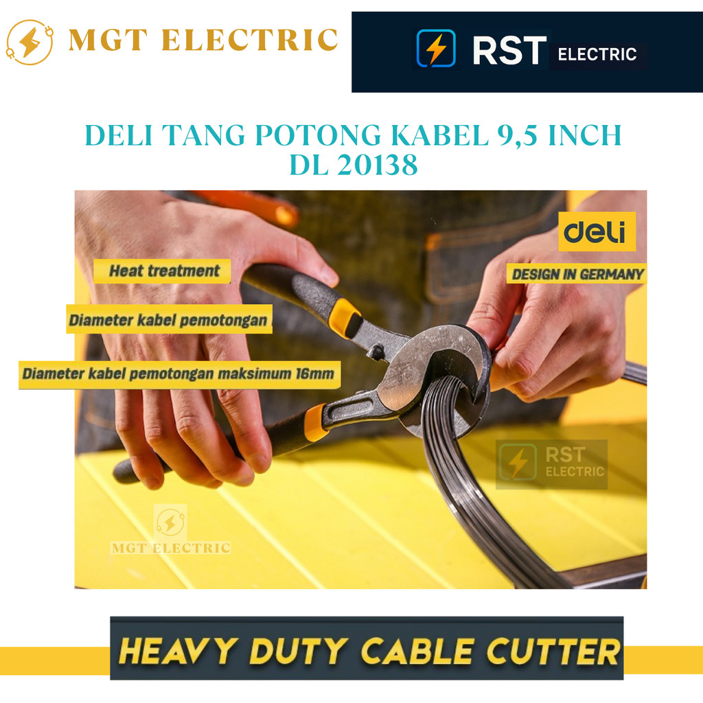 Jual Deli Cable Cutter 9.5 inch / Tang Potong Kabel DELI 9.5in DELI ...