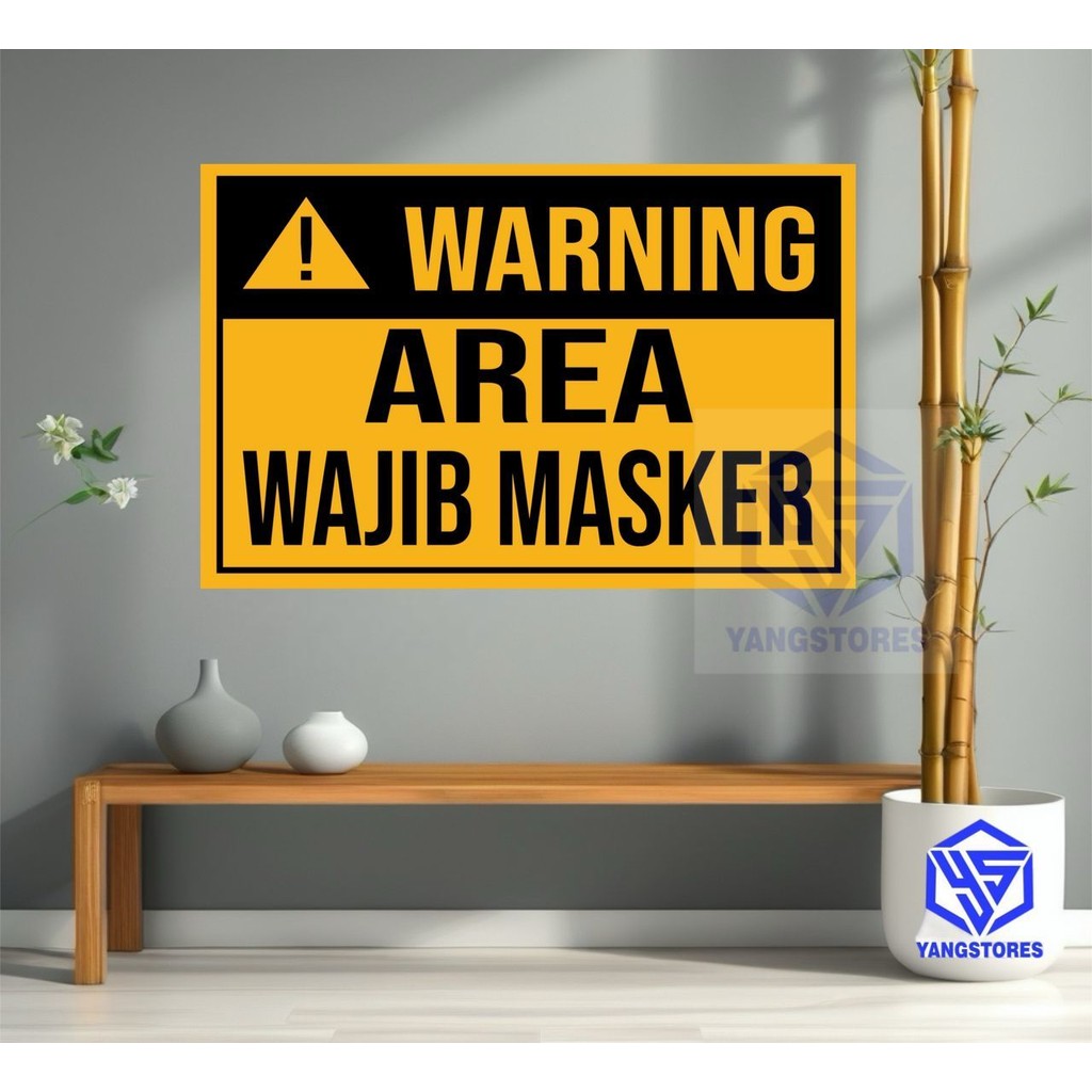 Jual YS AKRILIK SIGN/WARNING SIGN "WARNING AREA WAJIB MASKER" UK 22x9cm ...
