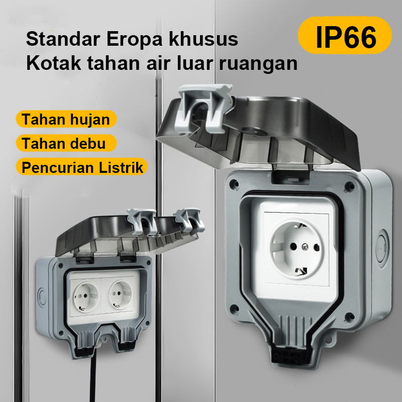 Jual Stop Kontak Outdoor Waterproof Tahan Hujan Anti Debu Colokan Power ...