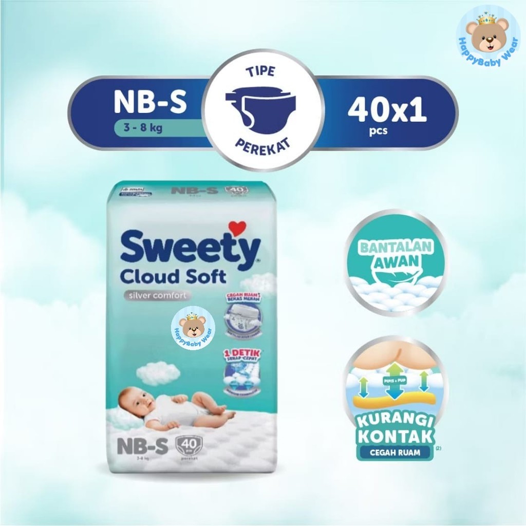 Jual Sweety Silver Comfort Cloud Soft Newborn NB - S 40 Popok Perekat ...