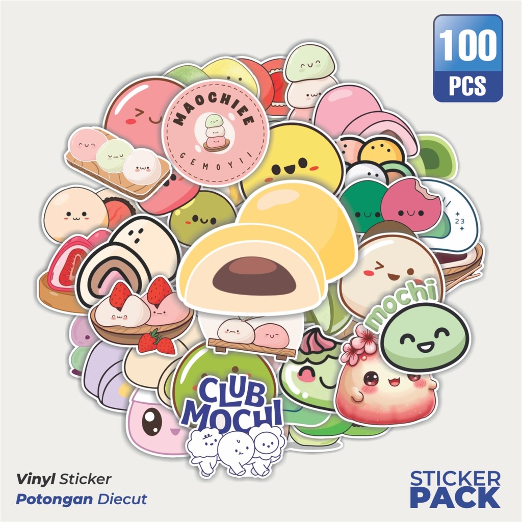 Jual MURAH 100 PCS Stiker Mochi Lezat Waterproof Aesthetic- Untuk ...